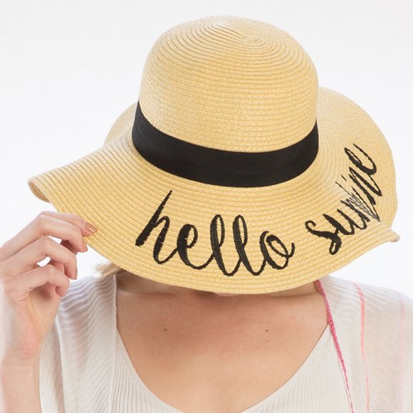 Accessories | Hello Sunshineembroidery Floppy Sun Hat | Poshmark